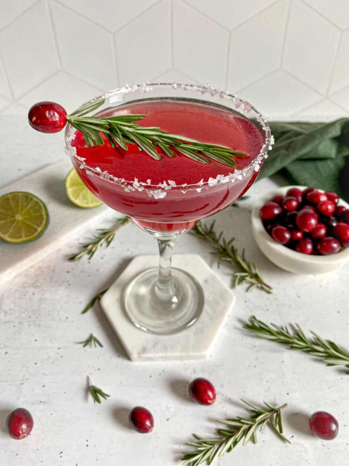 Cranberry Margarita (Christmas Cocktail with Tequila) - Happy Honey Kitchen