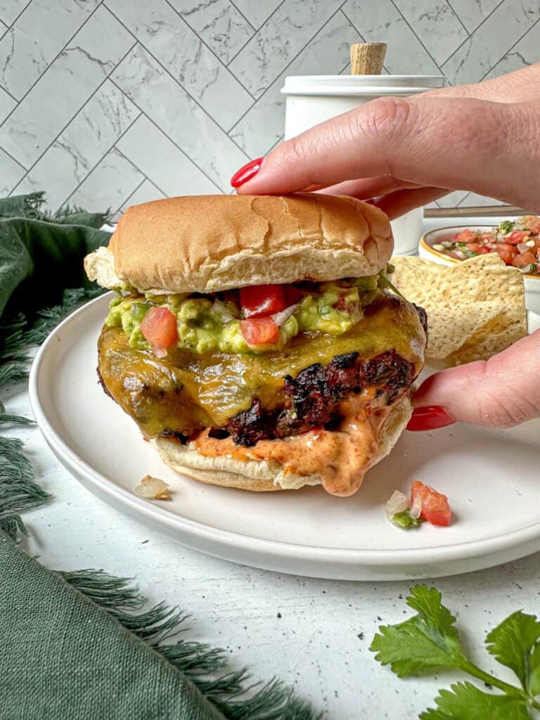 Southwest Burgers with Guacamole & Spicy Mayo - Happy Honey Kitchen