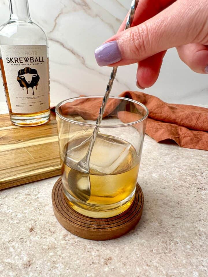 Peanut Butter Old Fashioned (Skrewball Whiskey Cocktail) - Happy Honey ...