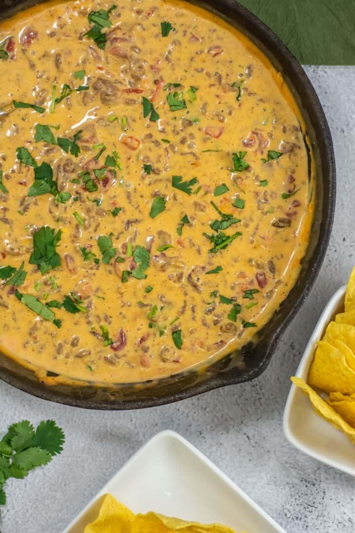 Easy Beef Queso Dip With Rotel Happy Honey Kitchen