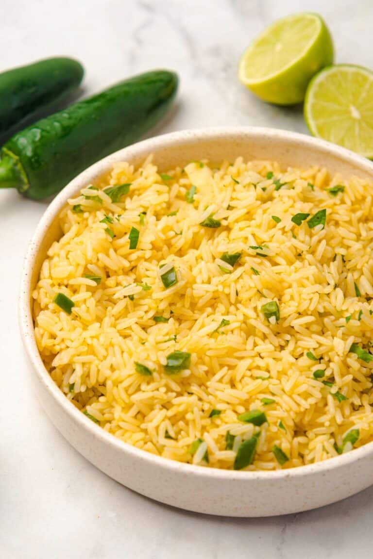 Jalapeno Rice with Cilantro and Lime - Happy Honey Kitchen
